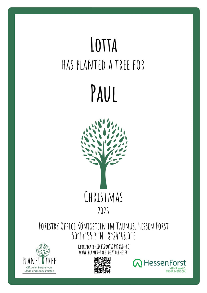 Certificate - Digital PDF for download | Planet Tree